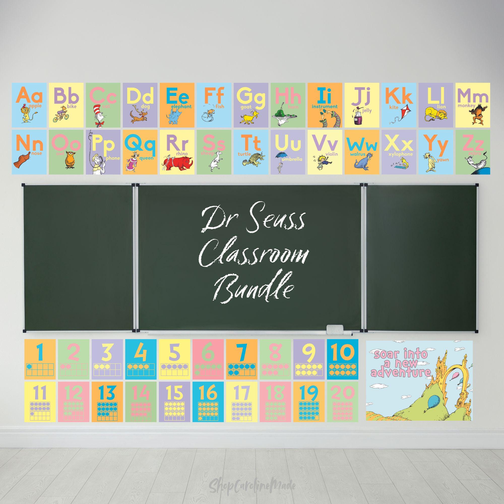 Dr. Seuss Classroom Bundle: Alphabet, Numbers, Library Poster, ABC ...