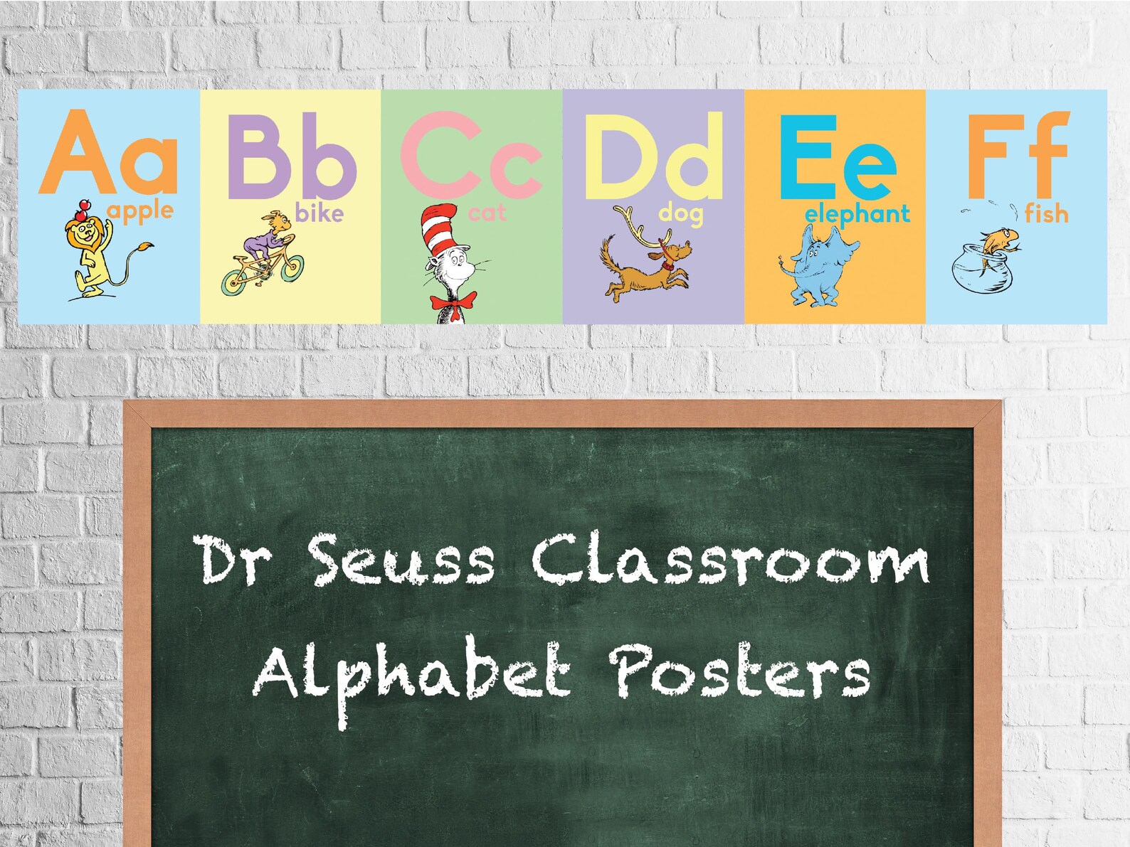 Dr Seuss Illustrations Colorful Classroom Alphabet Posters | Print and ...