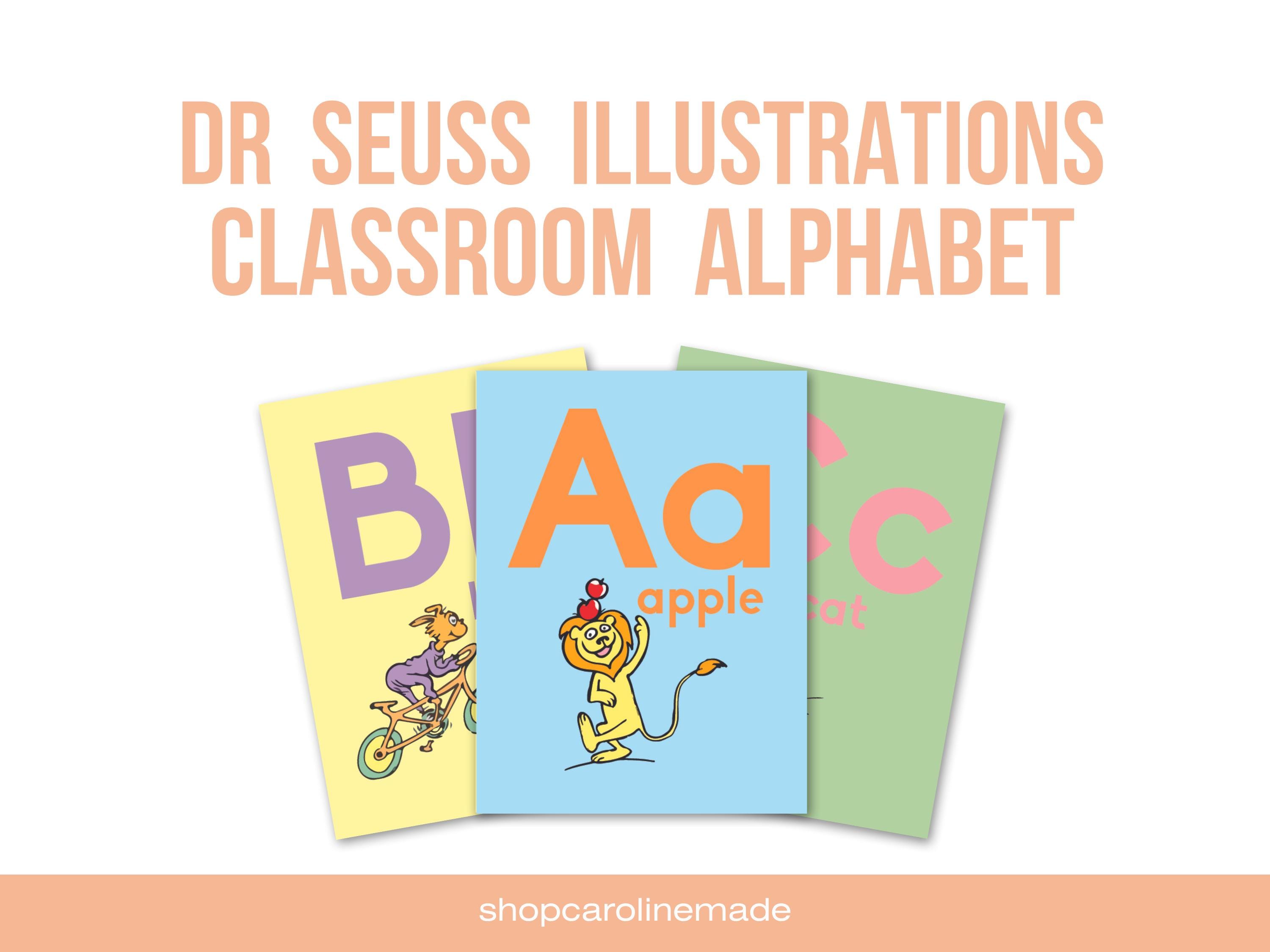 Dr Seuss Illustrations Colorful Classroom Alphabet Posters | Nursery ...
