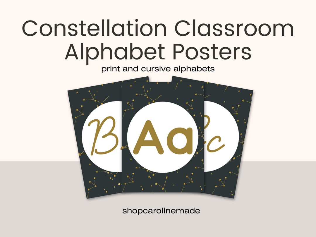 Constellation Classroom Alphabet Posters Cursive and Print Alphabets ...