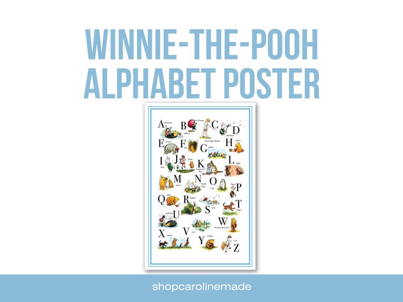 Winnie-the-pooh Alphabet Poster: Nursery Classroom Decor (digital ...