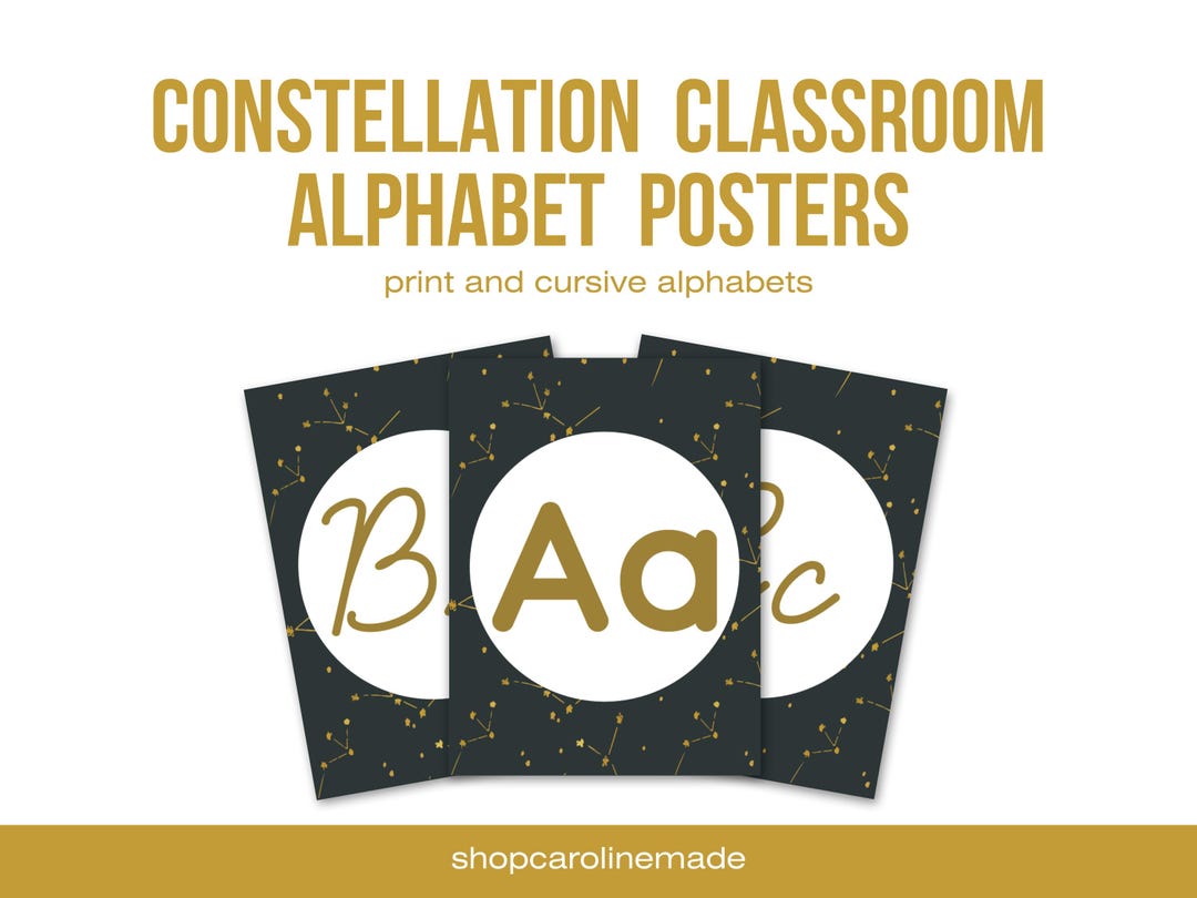 Constellation Classroom Alphabet Posters | Cursive and Print Alphabets ...