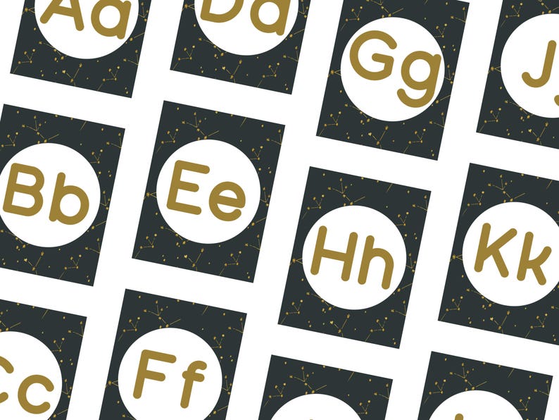 Constellation Classroom Alphabet Posters | Cursive and Print Alphabets ...