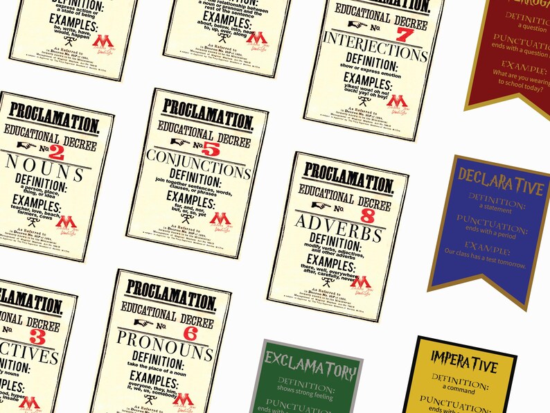 Harry Potter Parts of Speech + Sentence Types Posters | Harry Potter ...
