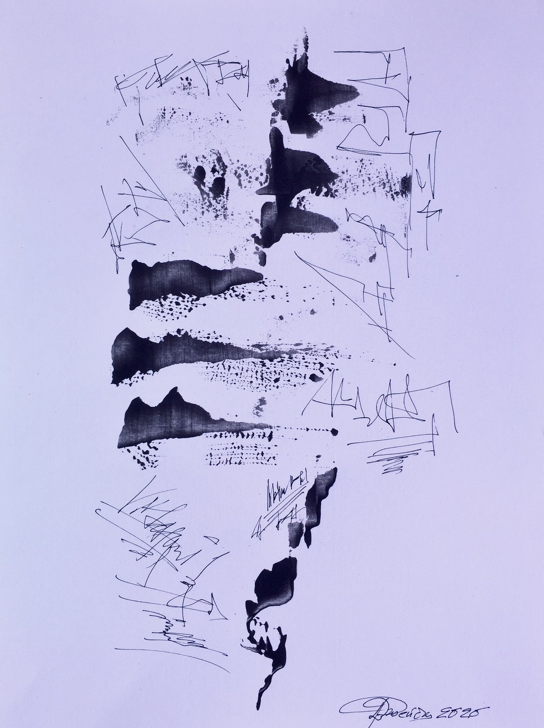 Original Painting “in Finite” by Donatas Prusevicius Lithuanian. Ink ...