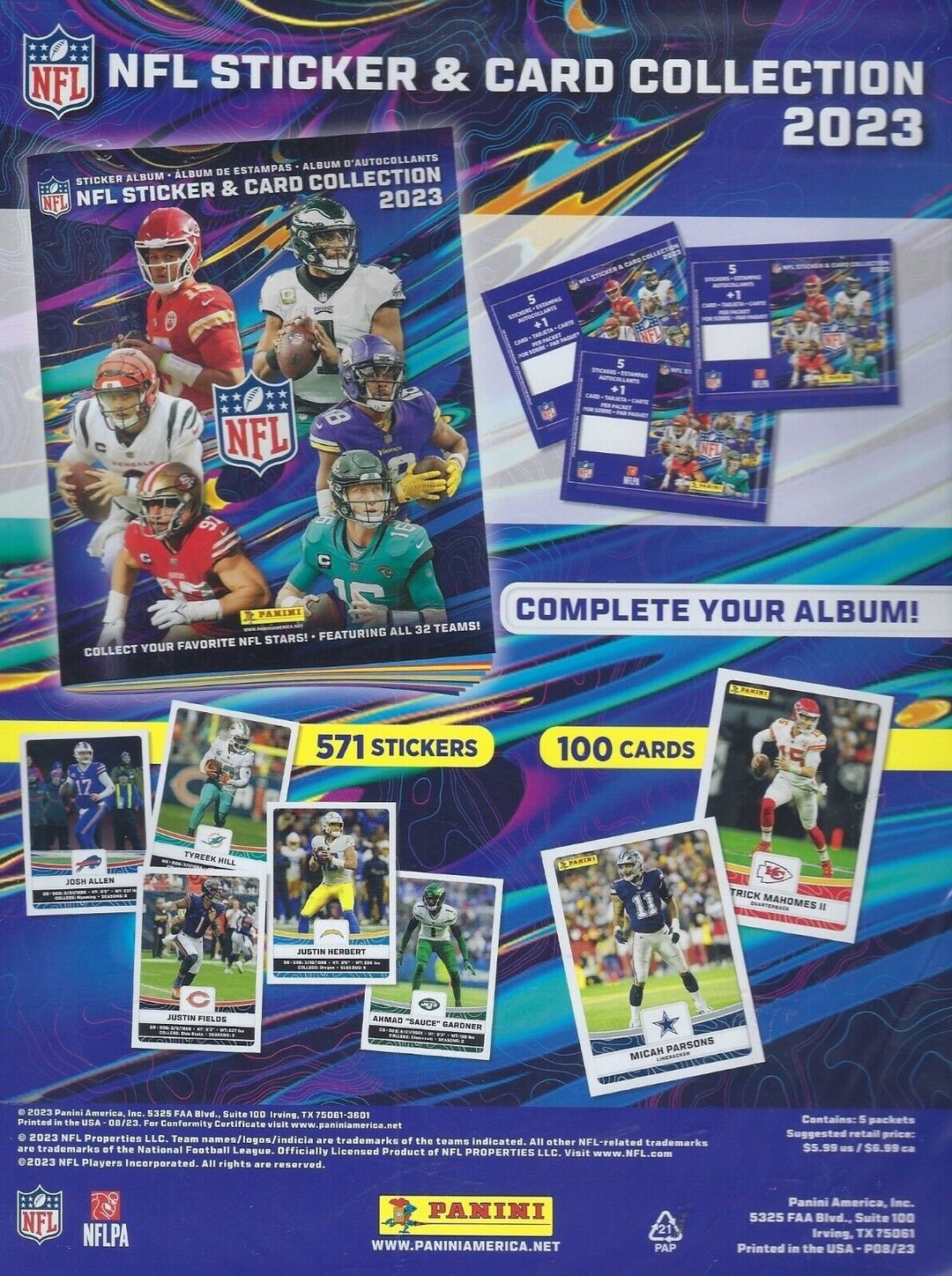 2023 Panini NFL STICKER & Card Collection 2023 5 Packs of 25 - Etsy