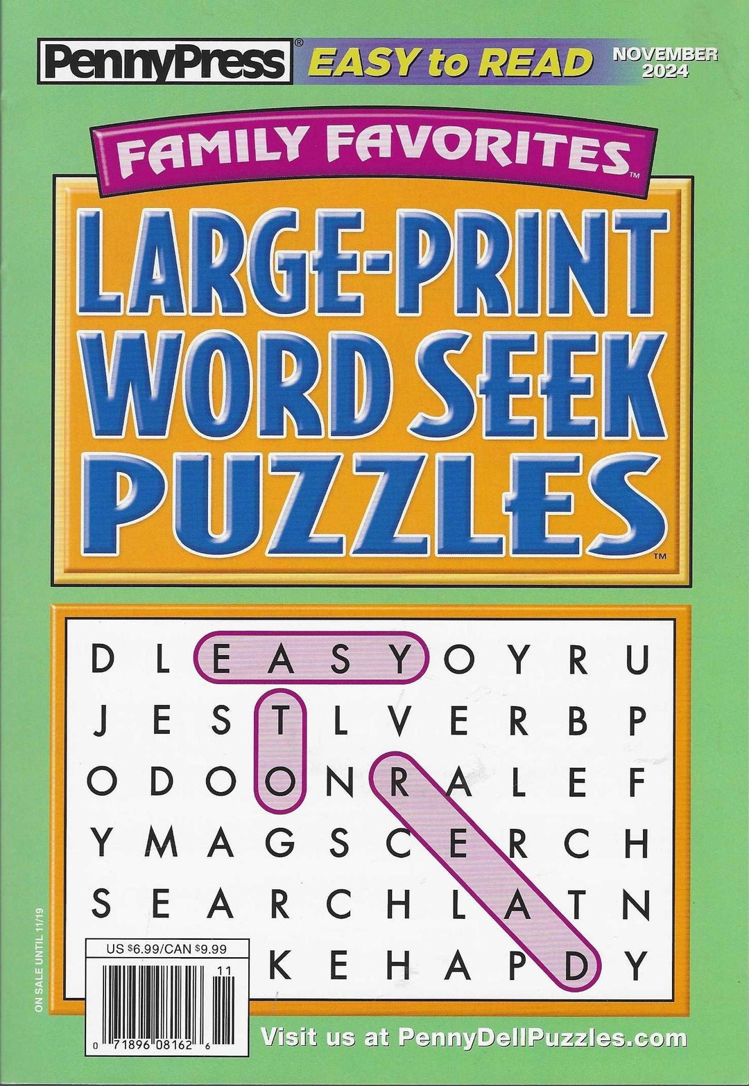 Penny Press Family Favorite Large Print Word Seek Puzzles November 2024 ...