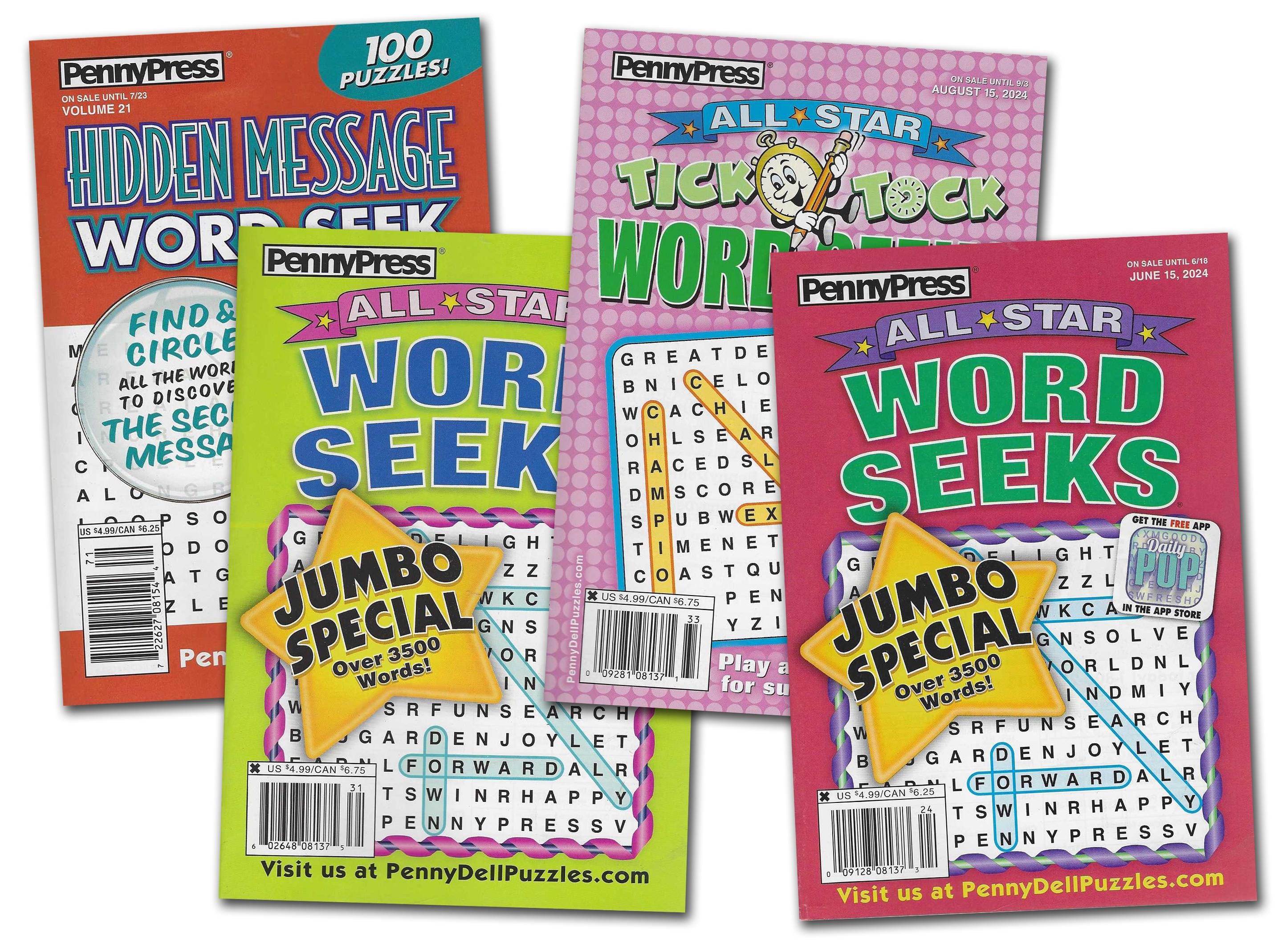 Penny Press Word Seek Digest Size Puzzle Books. Four Books Over 390 ...