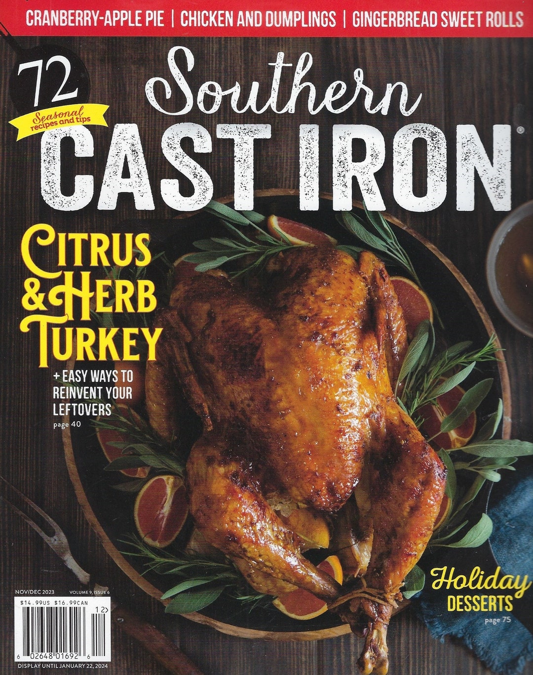 Southern Cast Iron Magazine ( Citrus & Herb Turkey ) December 2023 - Etsy