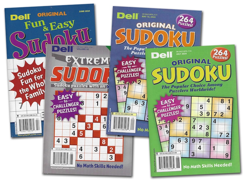 Penny Press, Sudku & DELL Sudoku Puzzle Books. 4 of Them, With 698 ...