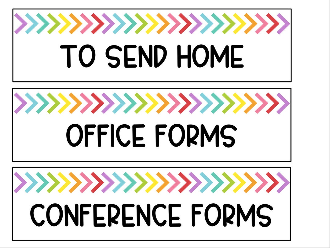 Editable Rolling Cart Labels Rainbow Chevron (white) - Etsy