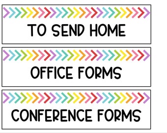 Editable Rolling Cart Labels Rainbow Chevron black - Etsy