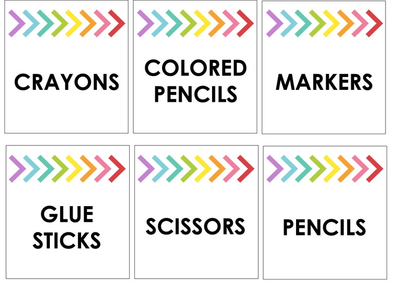 Classroom Labels - White With Rainbow Arrows EDITABLE - Etsy