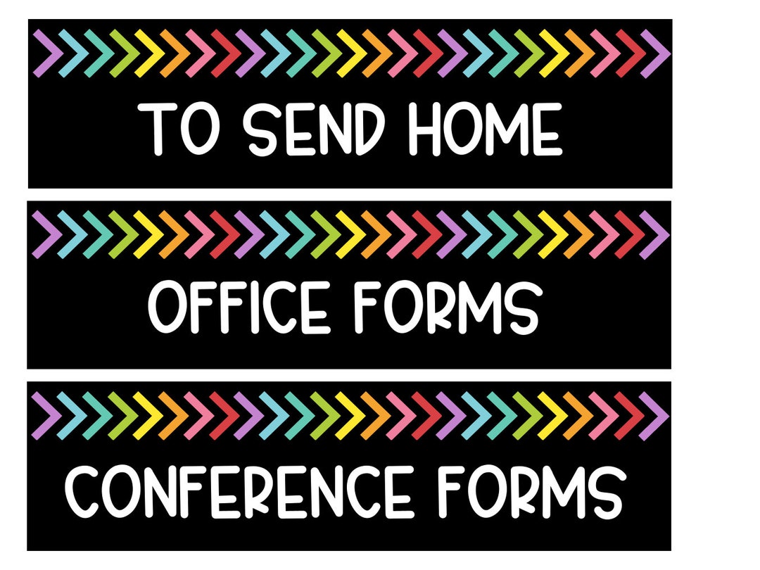 Editable Rolling Cart Labels Rainbow Chevron (black) - Etsy