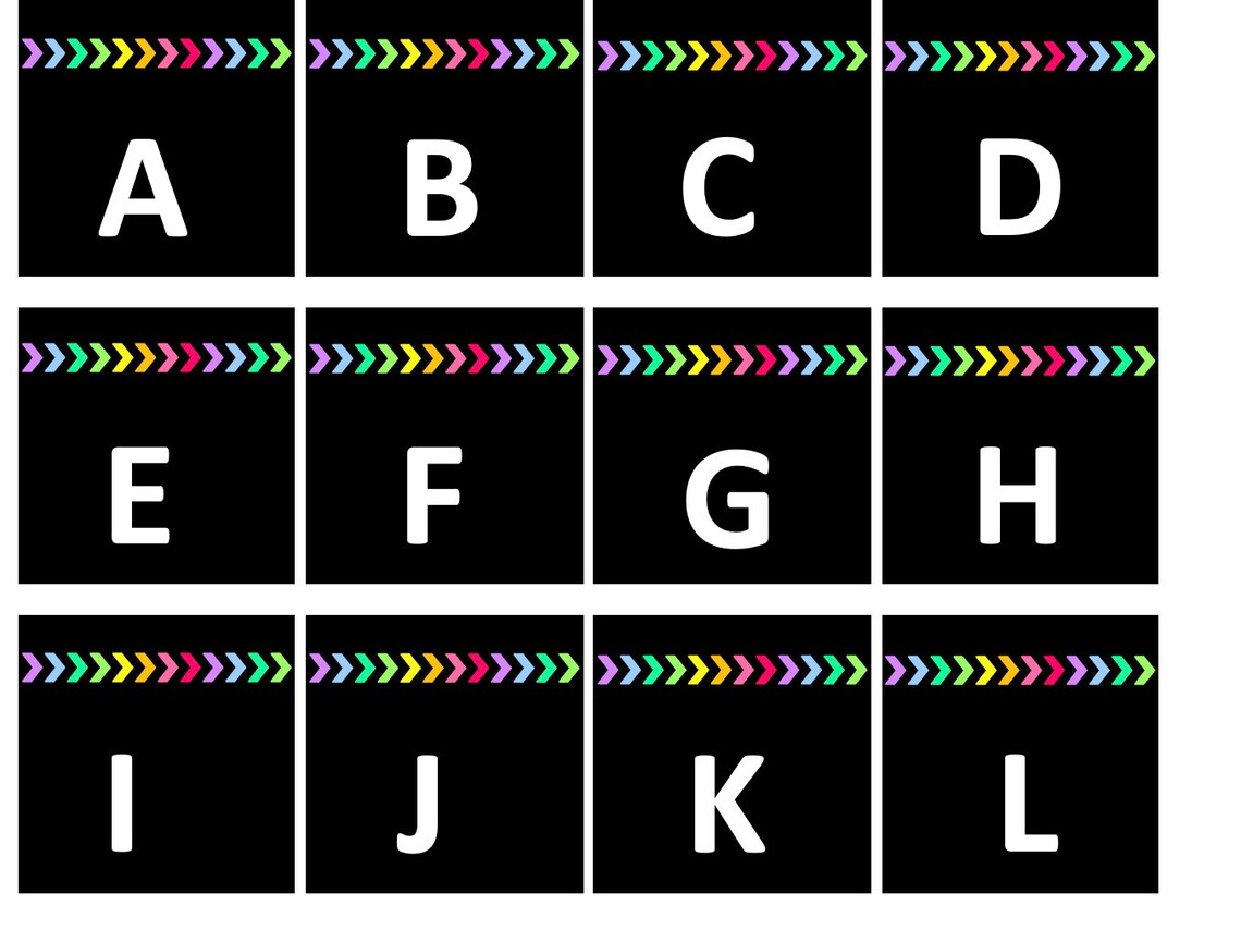 Editable Rainbow Chevron Small Book Bin Labels (black) - Etsy