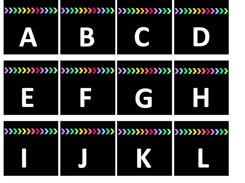 Editable Rainbow Chevron Small Book Bin Labels (black) - Etsy