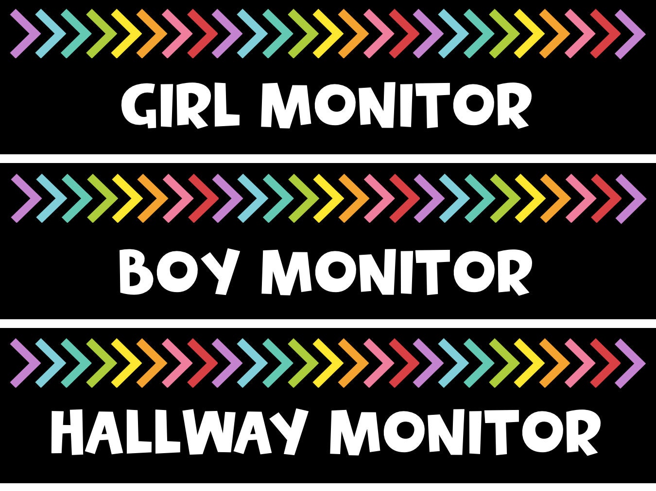 Editable Classroom Helpers Rainbow Chevron Black - Etsy