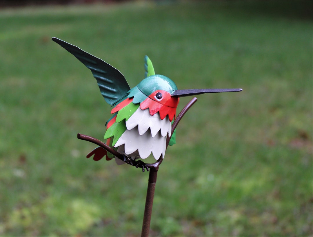 Rufous Hummingbird on Garden Stake - Garden Home Decor- Wild Bird Art ...