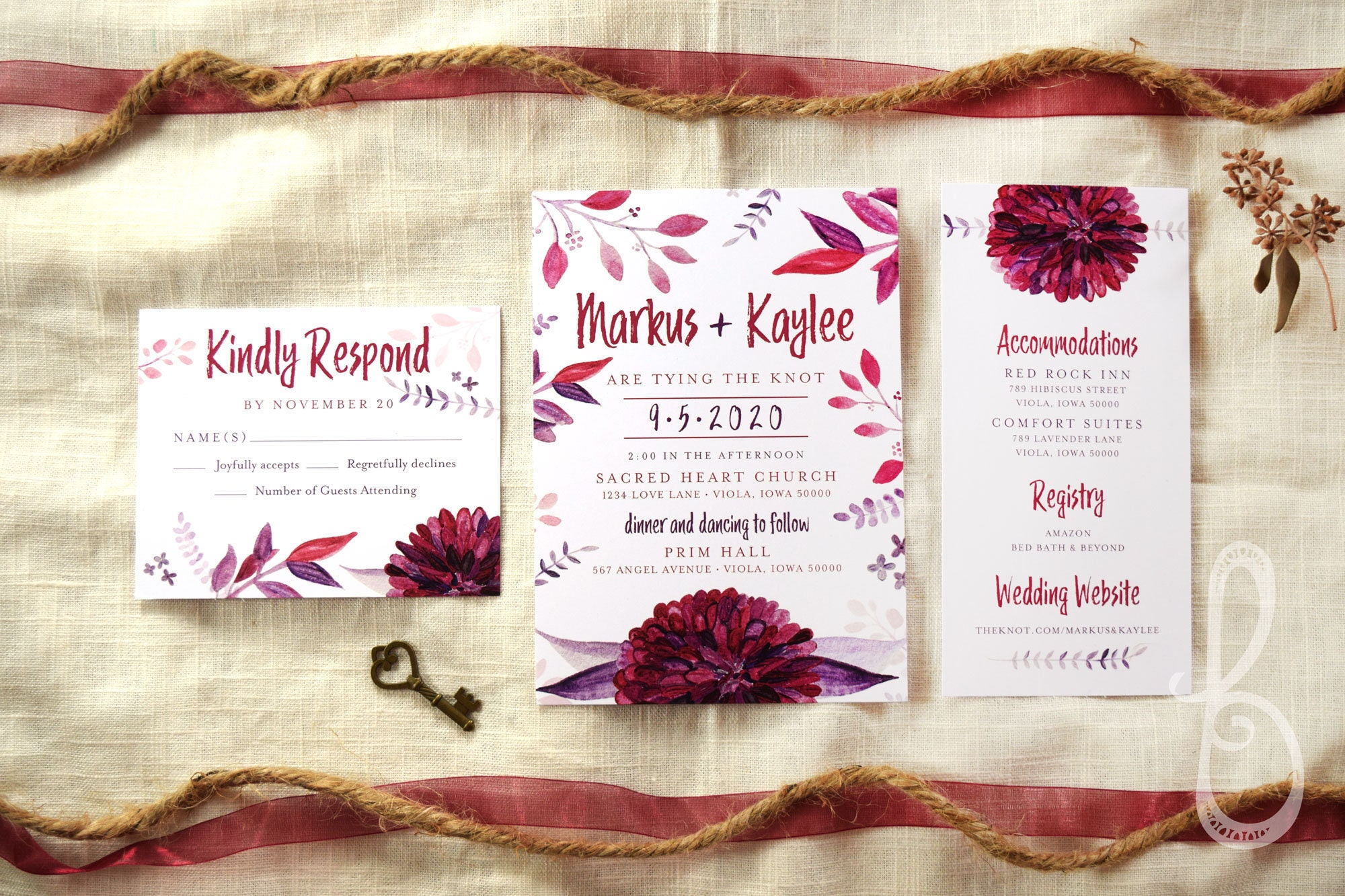 Cassis Garden Watercolor Floral Wedding Stationery - Etsy