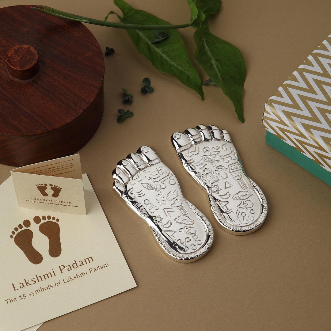 Silver Laxmi Charan Paduka Set-103grams UK Based - Etsy