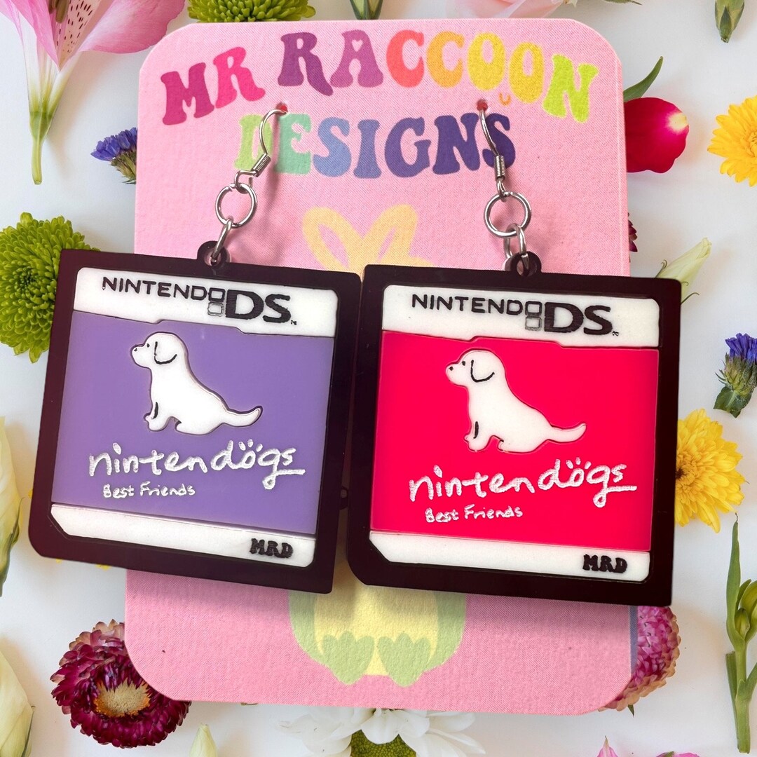 Dogs Gaming Throwback Pastel Cute Gamer Cartoon Acrylic Earrings - Etsy