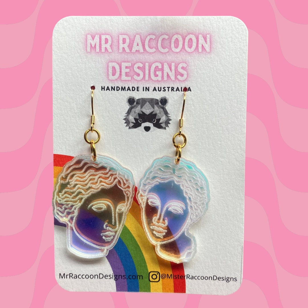 Greek God Iridescent Acrylic Holographic Earrings - Etsy