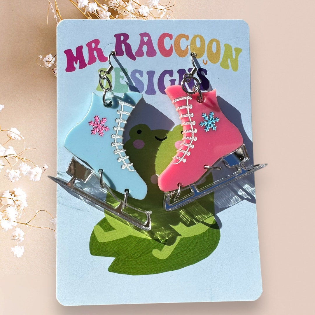 Ice Skating Mismatched Pastel Skates Cute Colourful Acrylic Earrings - Etsy