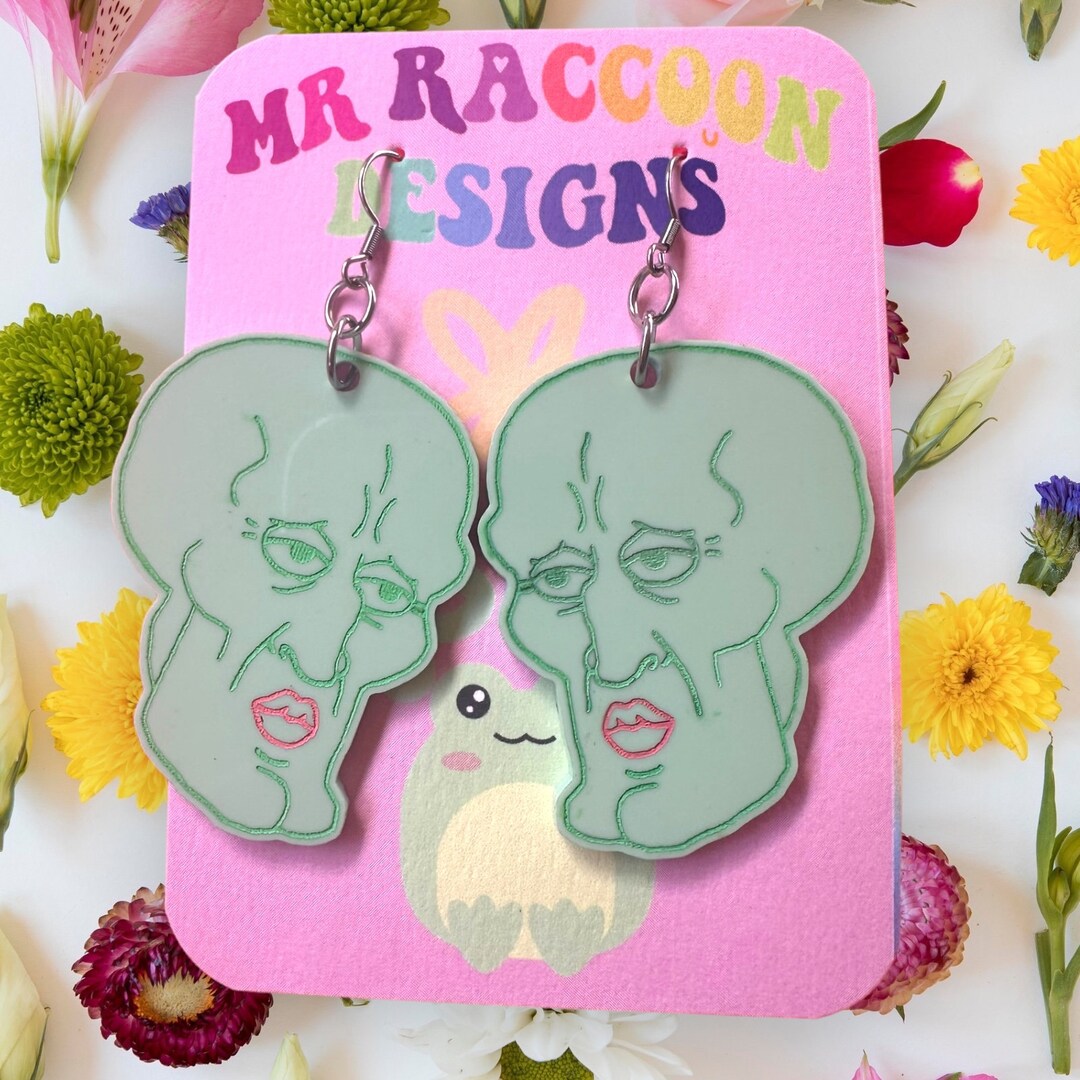 Handsome Squid Cartoon Funny Meme Acrylic Earring - Etsy