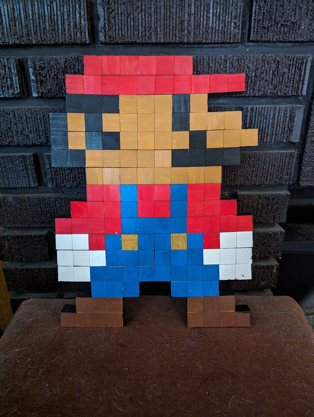 3D Wooden Pixel Art Mario - Etsy
