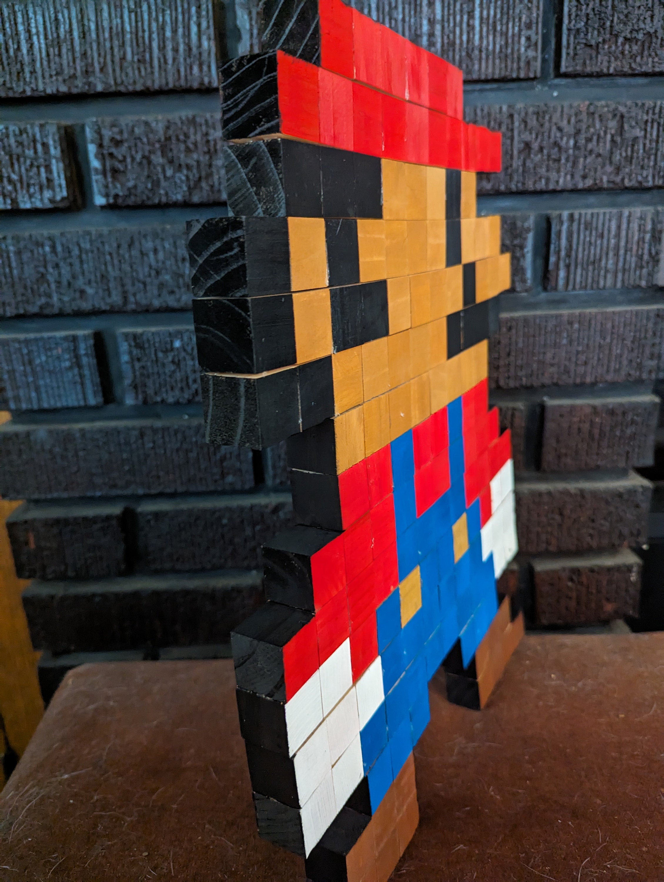 3D Wooden Pixel Art Mario - Etsy