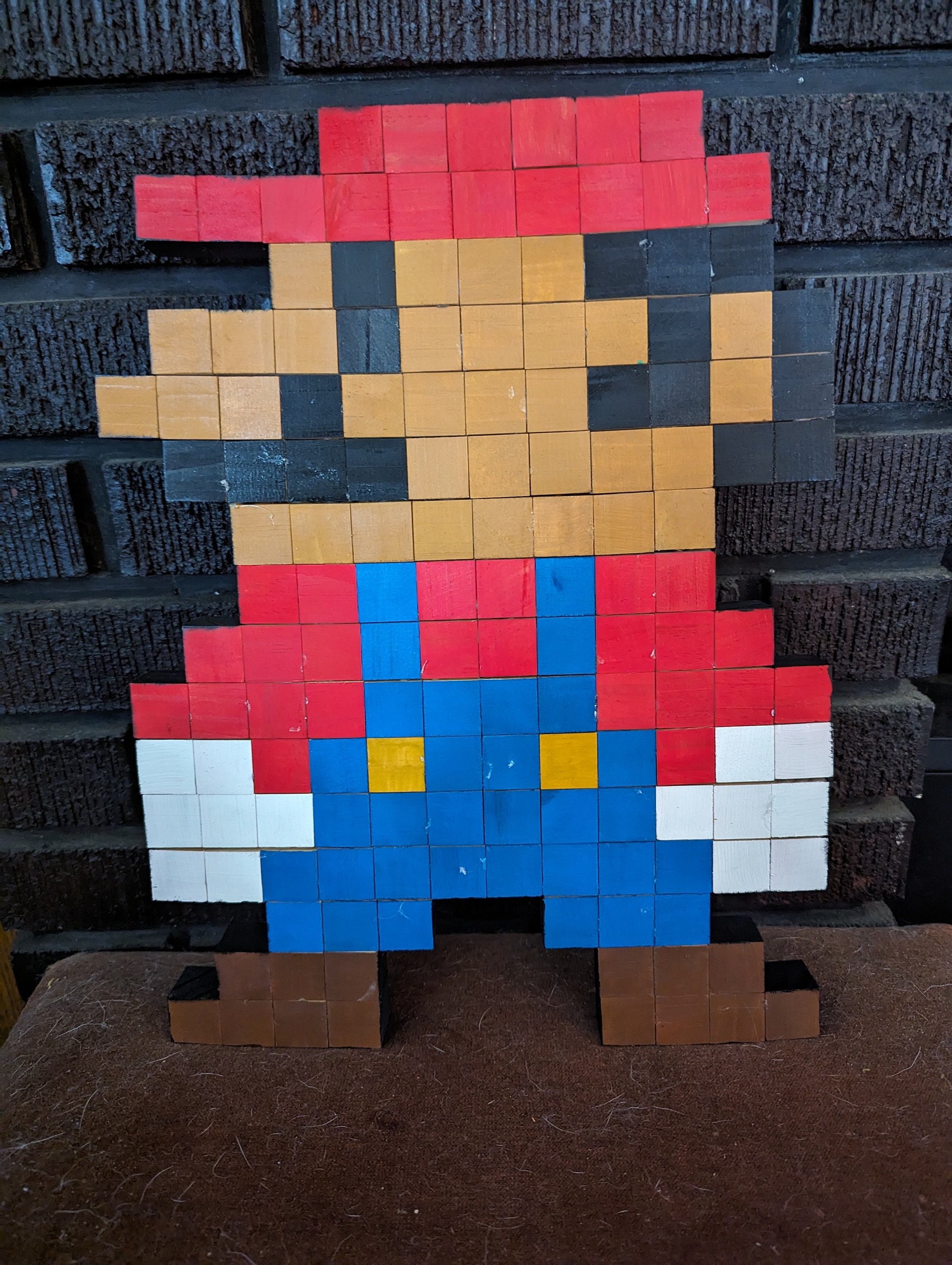 3D Wooden Pixel Art Mario - Etsy
