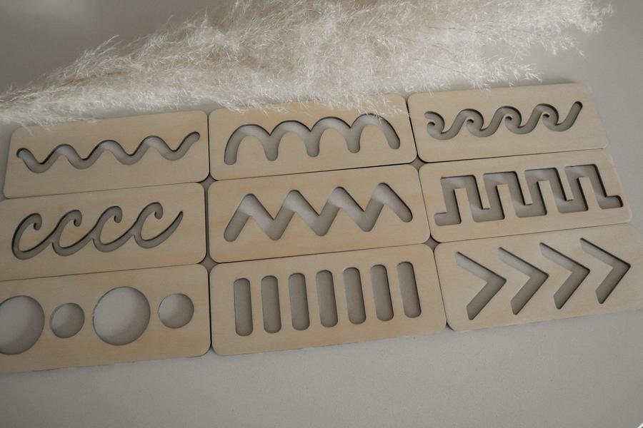 Pre- Writing Wooden Tracing Boards SET OF 9 I Tracing Boards I ...