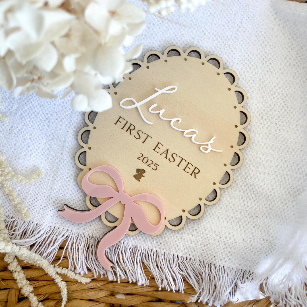 First Easter Plaque Personalised | My First Easter Plaque Bow | Newbonr ...