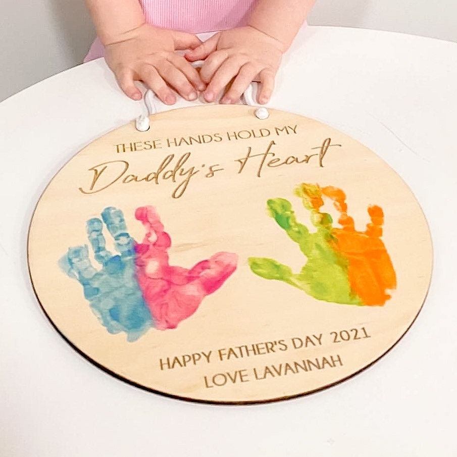 Handprint Fathers Day Plaque Hands down best Poppy Plaque | Etsy