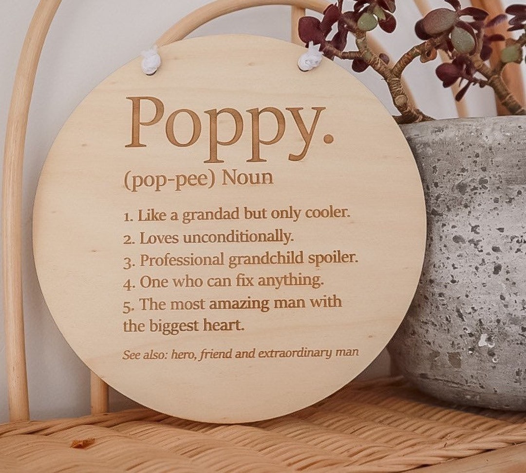 Poppy Plaque | Father’s Day Gift | Poppy Definition Plaque | Poppy Gift ...