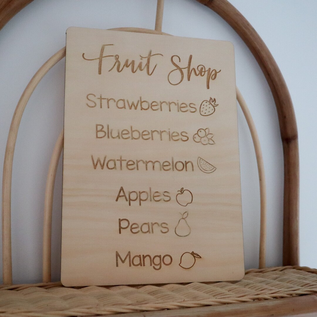 Fruit Shop Sign Kitchen Menu Sign Play Cafe Sign Playroom - Etsy
