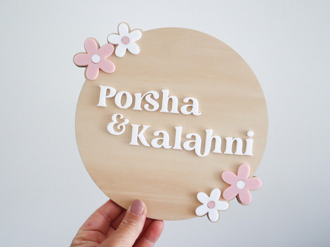 Floral Name Plaque | Retro Flower Name Plaque | Flower Name Plaque ...