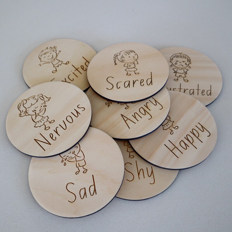 Wooden Emotion Discs Wooden Emotion Cards Feelings Discs I - Etsy Australia