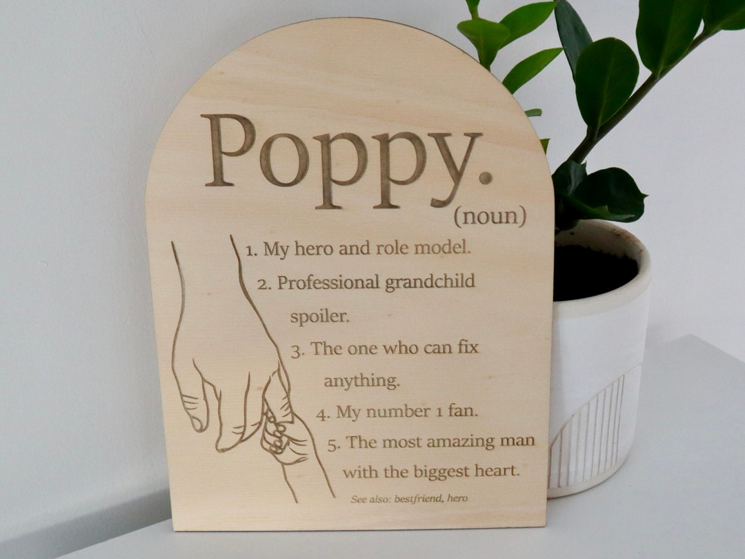Poppy Plaque Fathers Day Gift Poppy Definition Plaque Poppy Gift ...