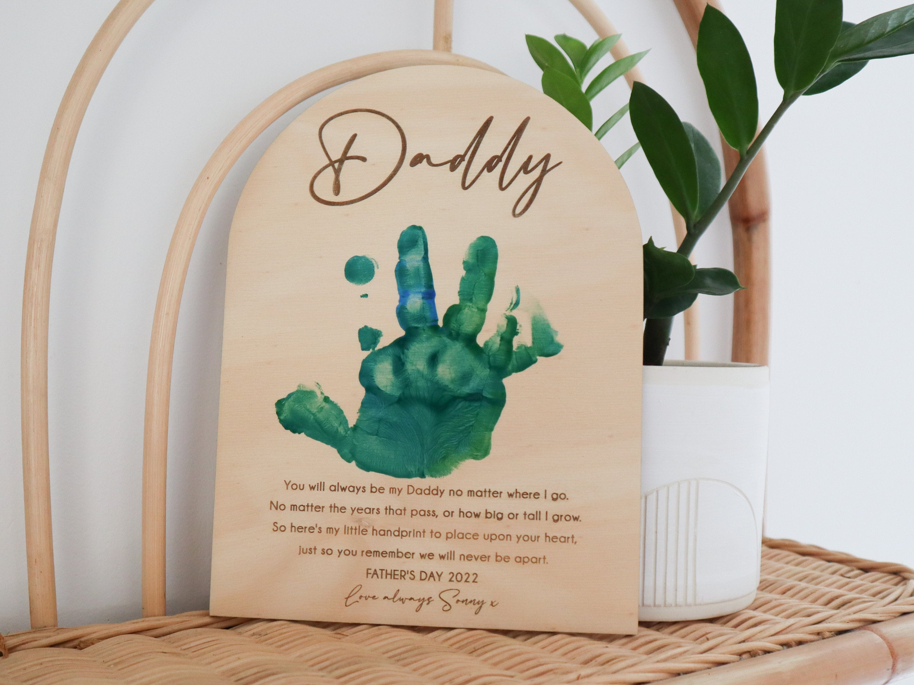 Daddy Handprint Sign Personalised Wooden Arch Plaque Father's Day – The ...