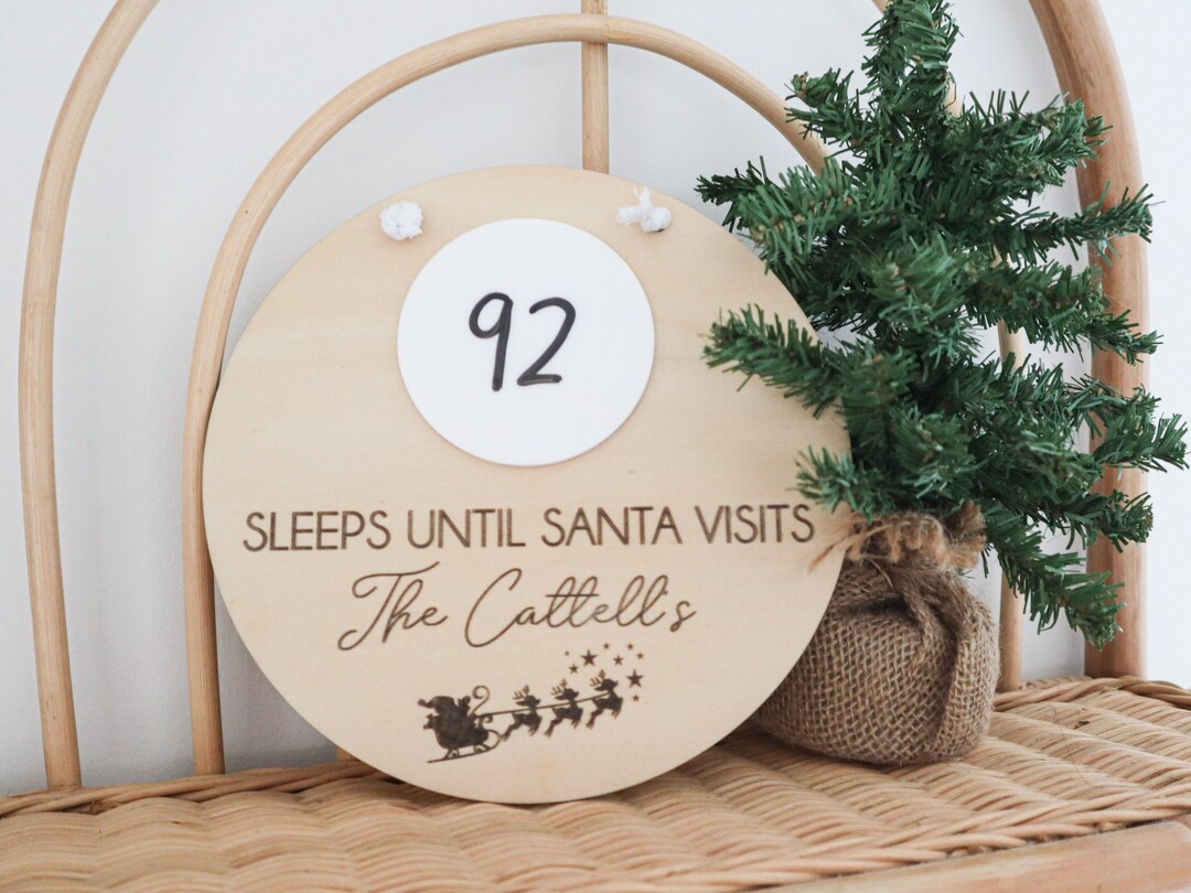 Santa Countdown I Christmas Countdown Plaque | Sleeps Until Santa ...