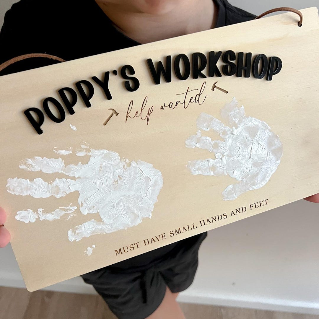 Handprint Plaque | Poppy’s Workshop Handprint Sign | Daddy Workshop ...