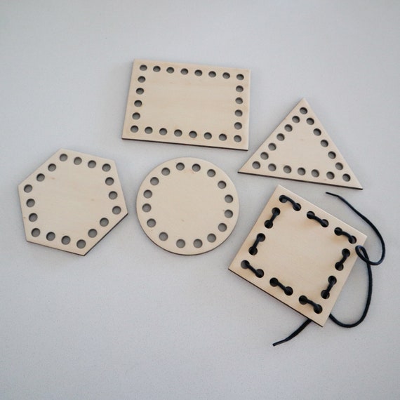 Shape Lacing Pictures Shapes Shape Lacing Puzzle Fine | Etsy