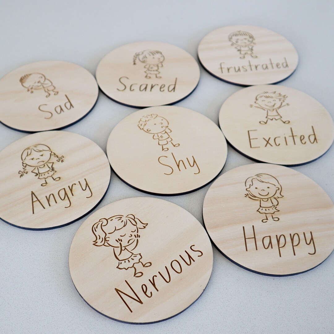 Wooden Emotion Discs Wooden Emotion Cards Feelings Discs I Educational ...