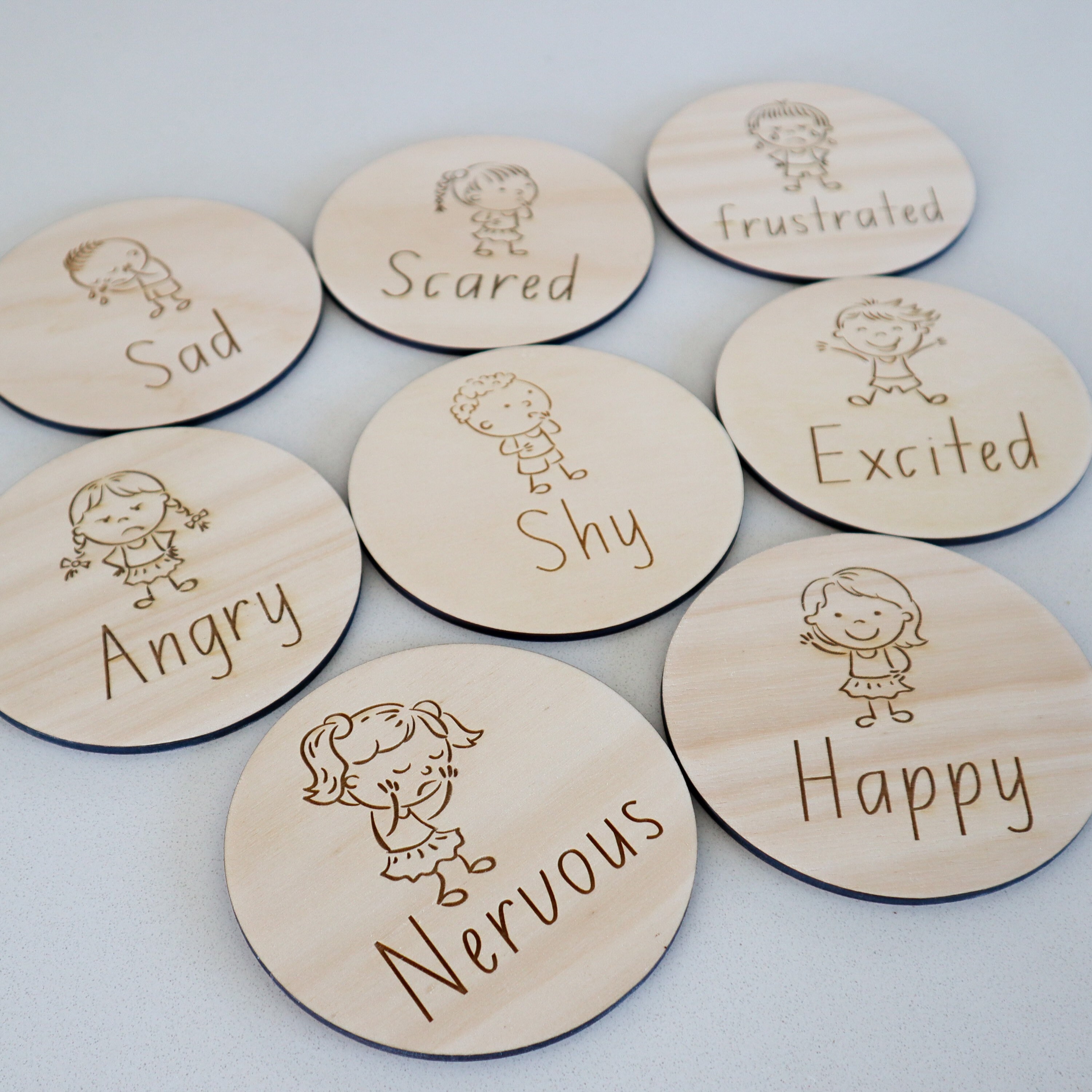 Wooden Emotion Discs Wooden Emotion Cards Feelings Discs I - Etsy Australia