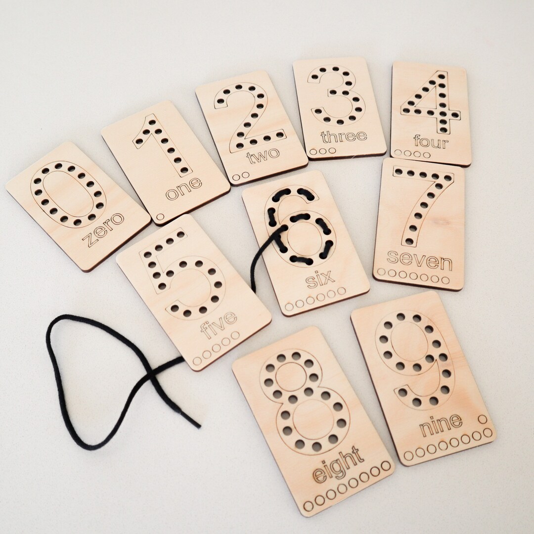 Number Lacing Puzzle Numbers Practise Fine Motor Montessori Learning ...