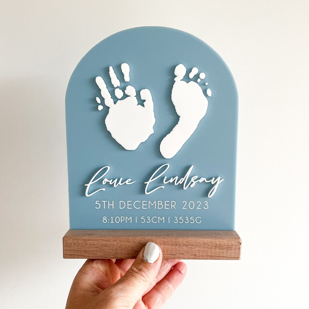 Birth Plaque Newborn Hand and Footprint Plaque Birth Stat Birthday ...