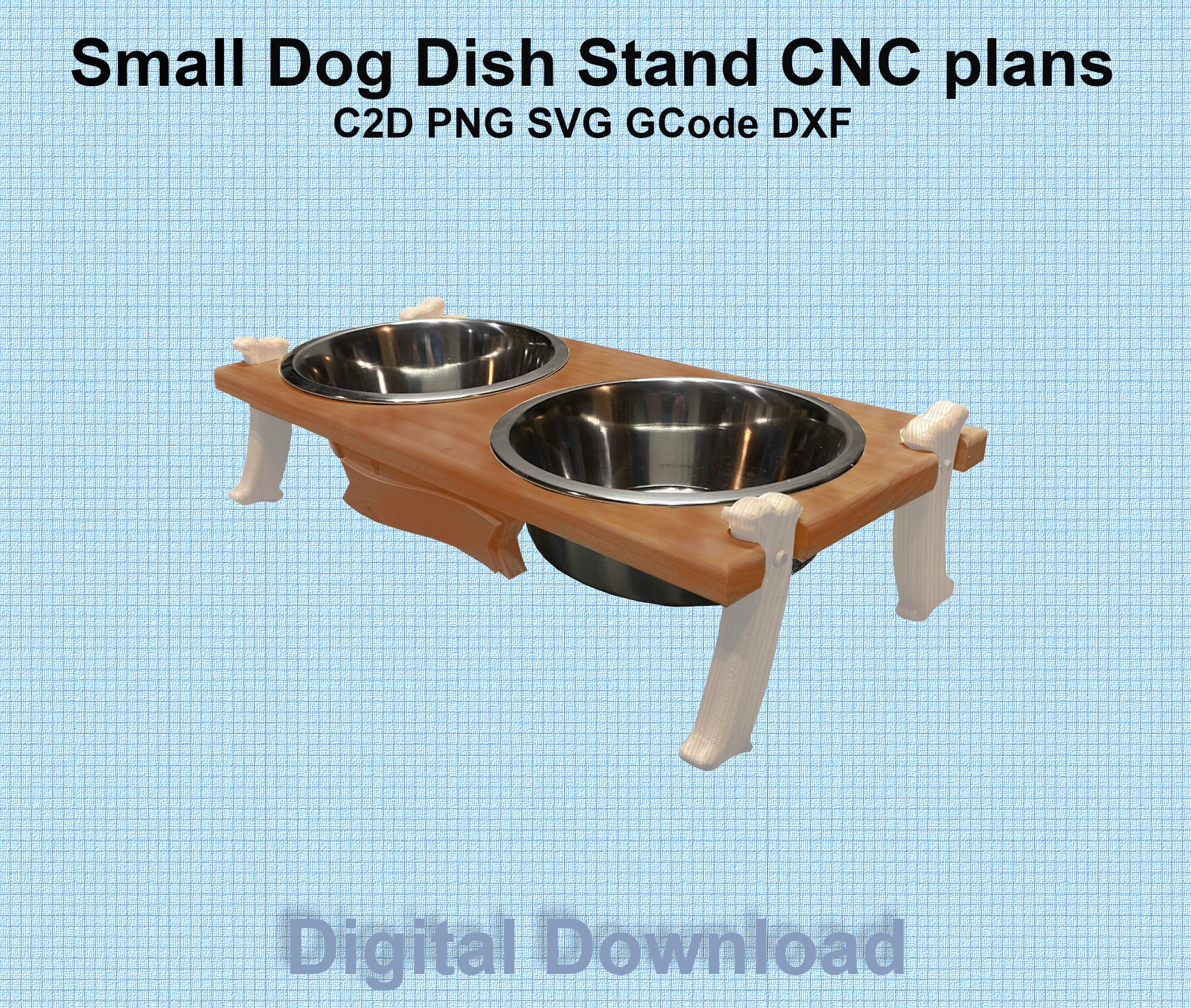 Small Dog Dish Holder Cnc Plan With Bone Legs - Etsy