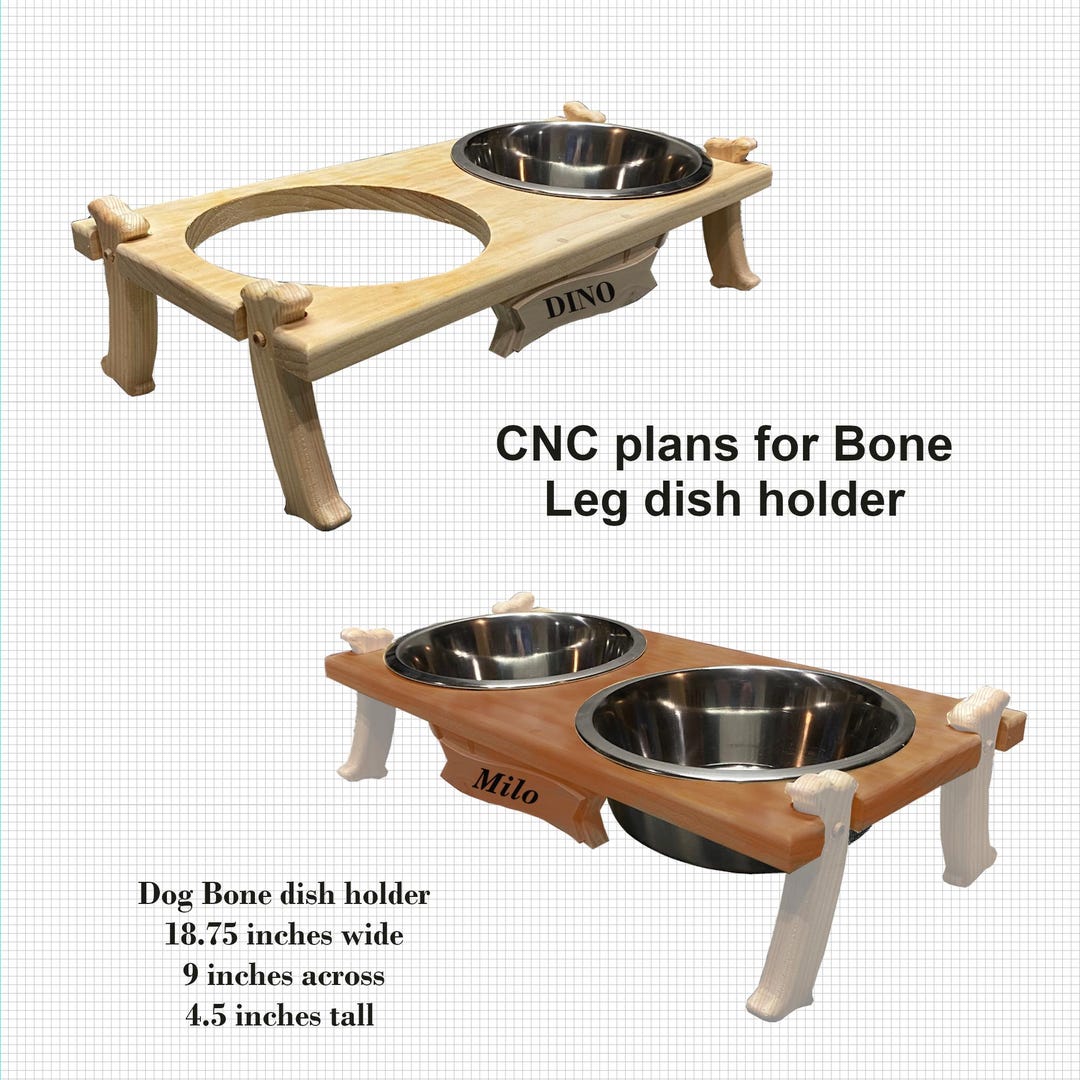CNC Plan for a Small Dog Dish Holder With Bone Shaped Legs - Etsy