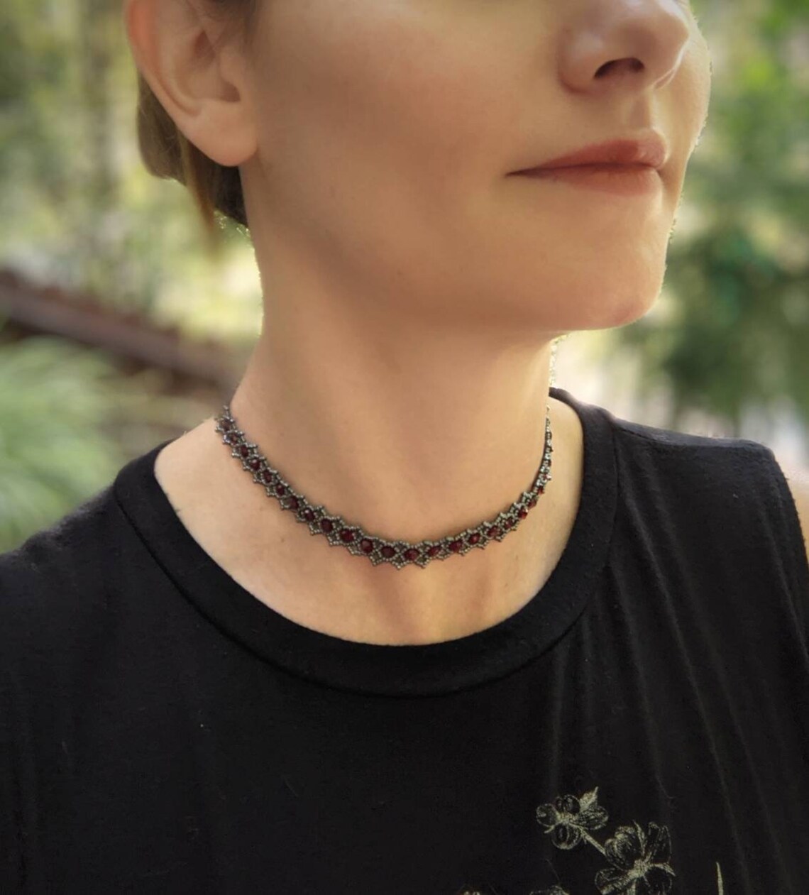 Dark Red Victorian Choker/red Choker Necklace/statement Choker Red ...